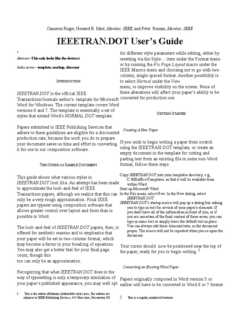 IEEETRAN.DOT Users Guide: A Sample Document Demonstrating the Proper Use and Formatting of ...