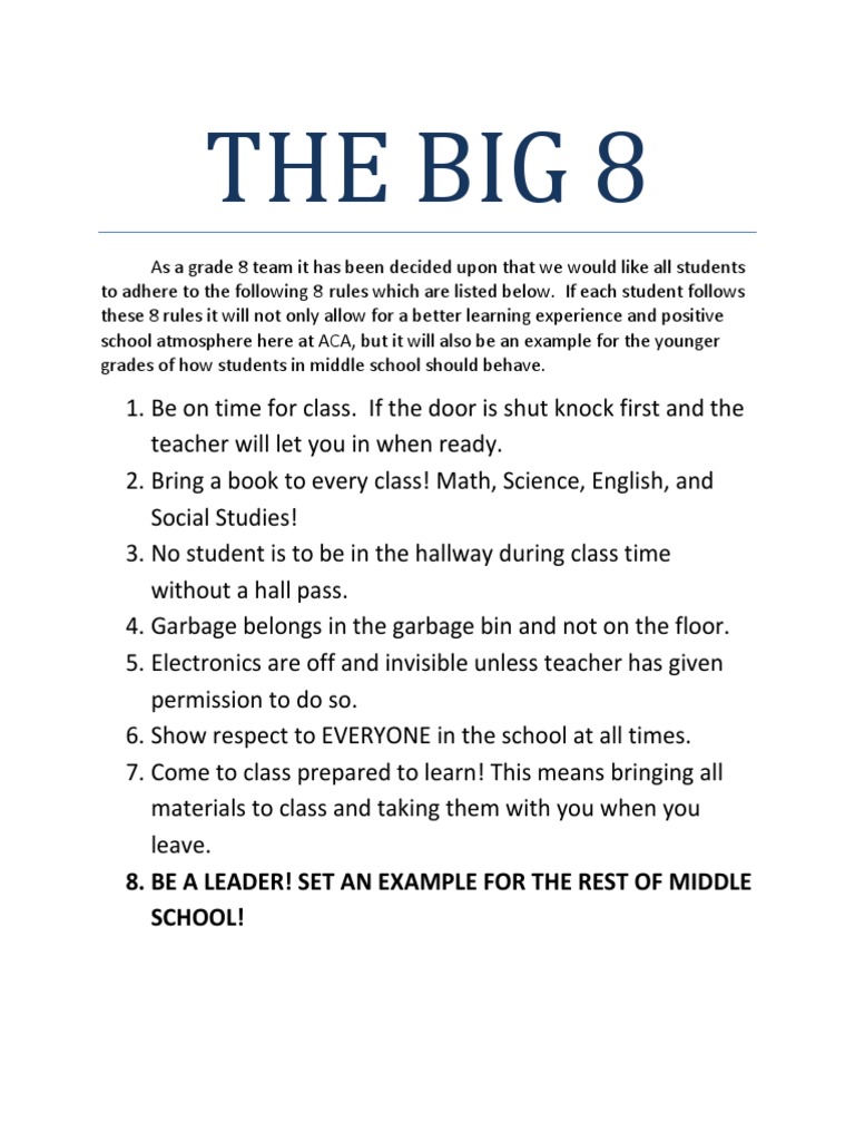 Grade 8 General Rules 2014 | PDF