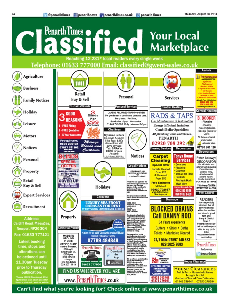 Pen Classifieds 280814 | PDF | Advertising | Newspaper And Magazine
