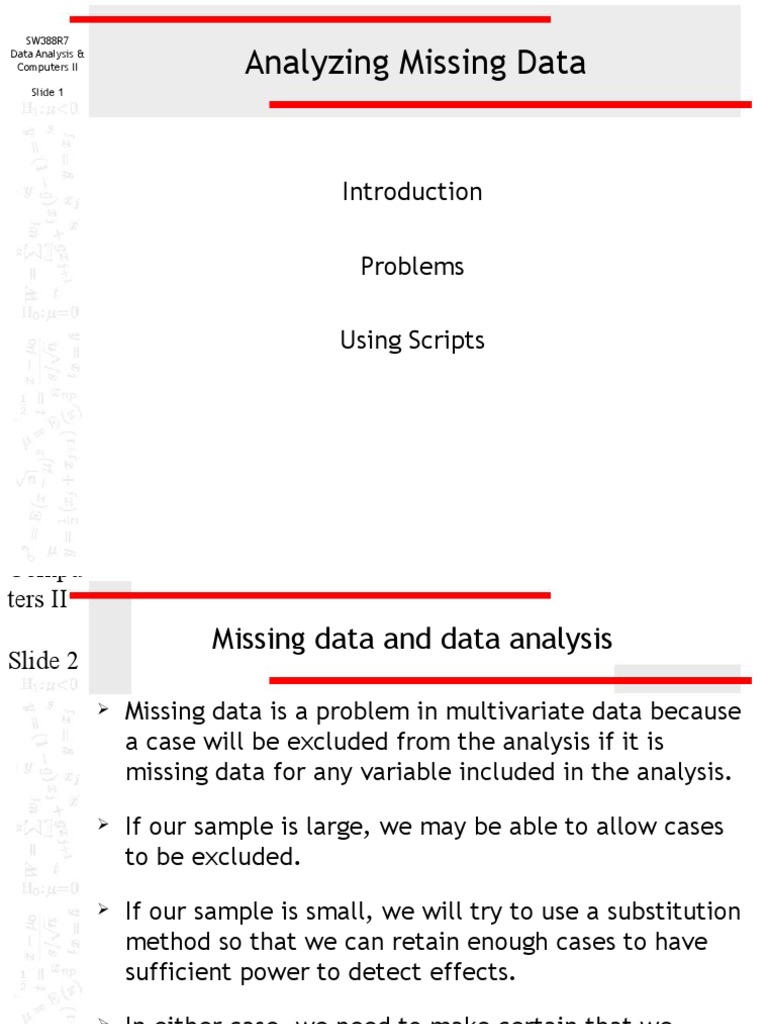 Analyzing Missing Data Pdf Correlation And Dependence Statistics