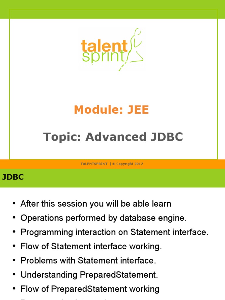 Module Jee Topic Advanced Jdbc Pdf Data Management Information Management 