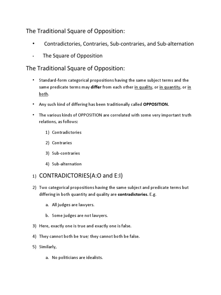 The Logical Relationships Between Standard Form Categorical ...