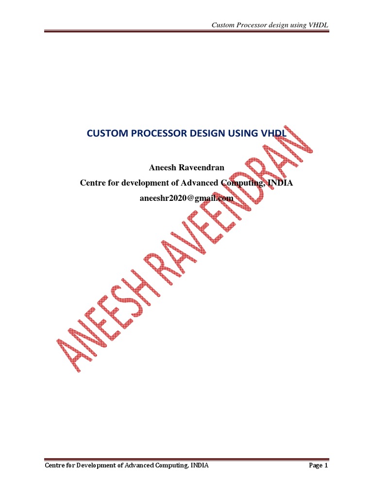Custom Processor Design Using VHDL | PDF | Instruction Set | Central Processing Unit