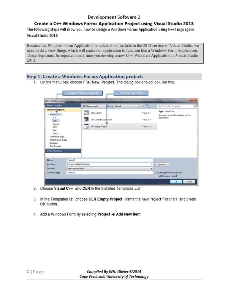 Tutorial 0 - Create A C++ Windows Forms Application Project Using ...