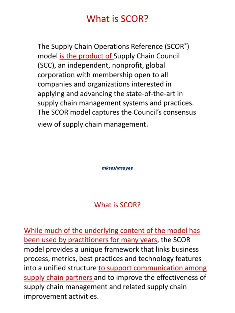 What Is SCOR?: Is The Product of | PDF | Supply Chain | Systems Science