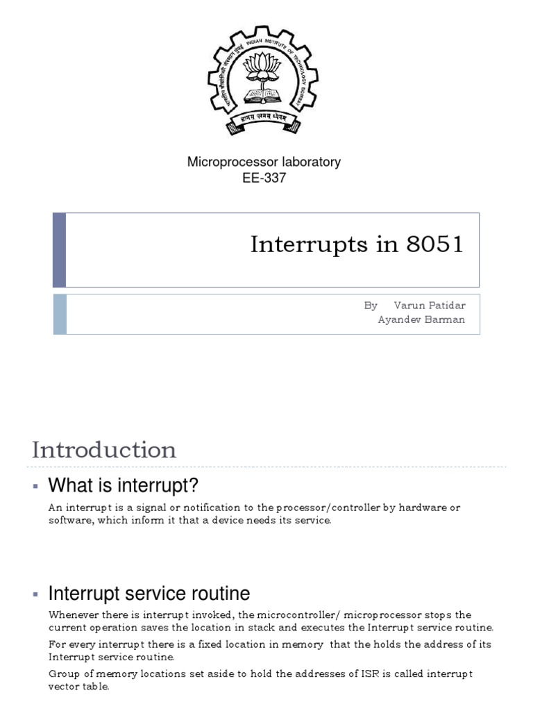 Interrupts in 8051: Microprocessor Laboratory EE-337 | PDF | Subroutine | Instruction Set