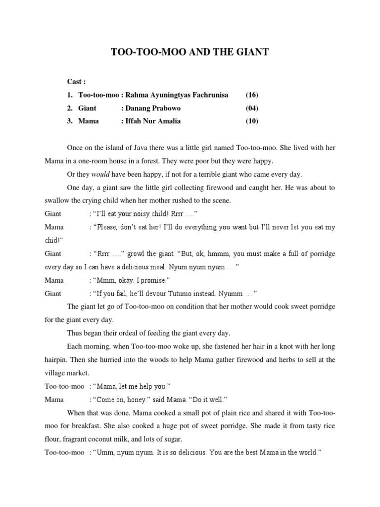 Too-Too-Moo and The Giant | PDF | Food And Drink | Foods