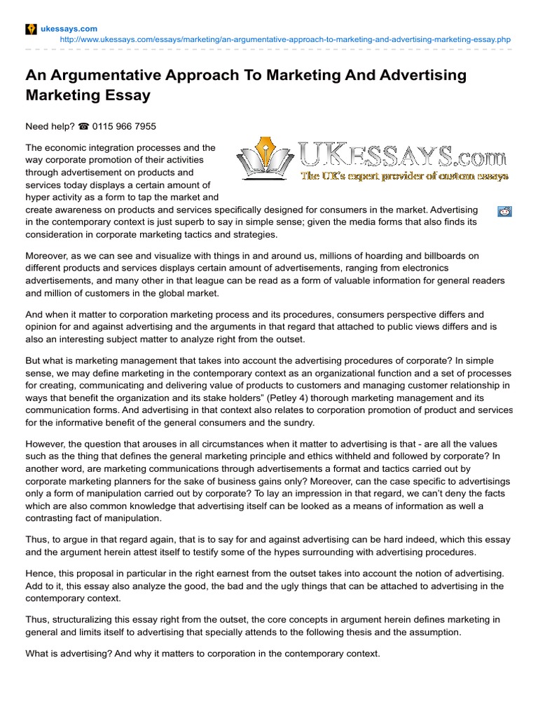 Argumentative Essay | Advertising | Promotion (Marketing)