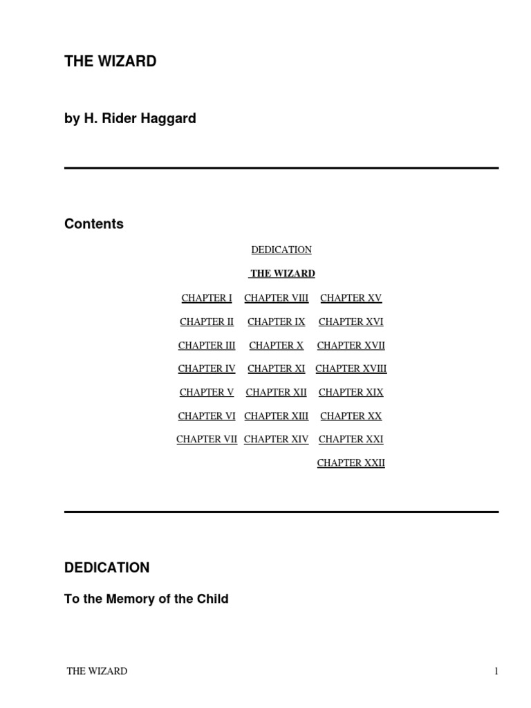 The Wizard by Haggard, H. Rider (Henry Rider), 1856-1925 | PDF ...