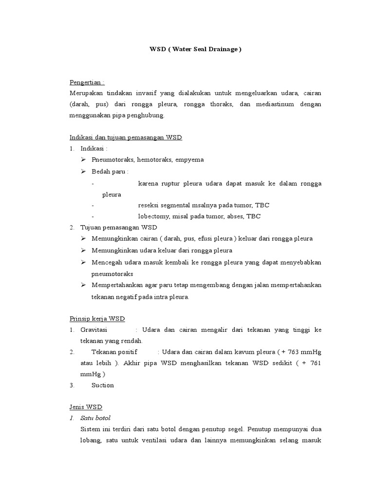 WSD (Water Seal Drainage) : 1. Satu Botol | PDF