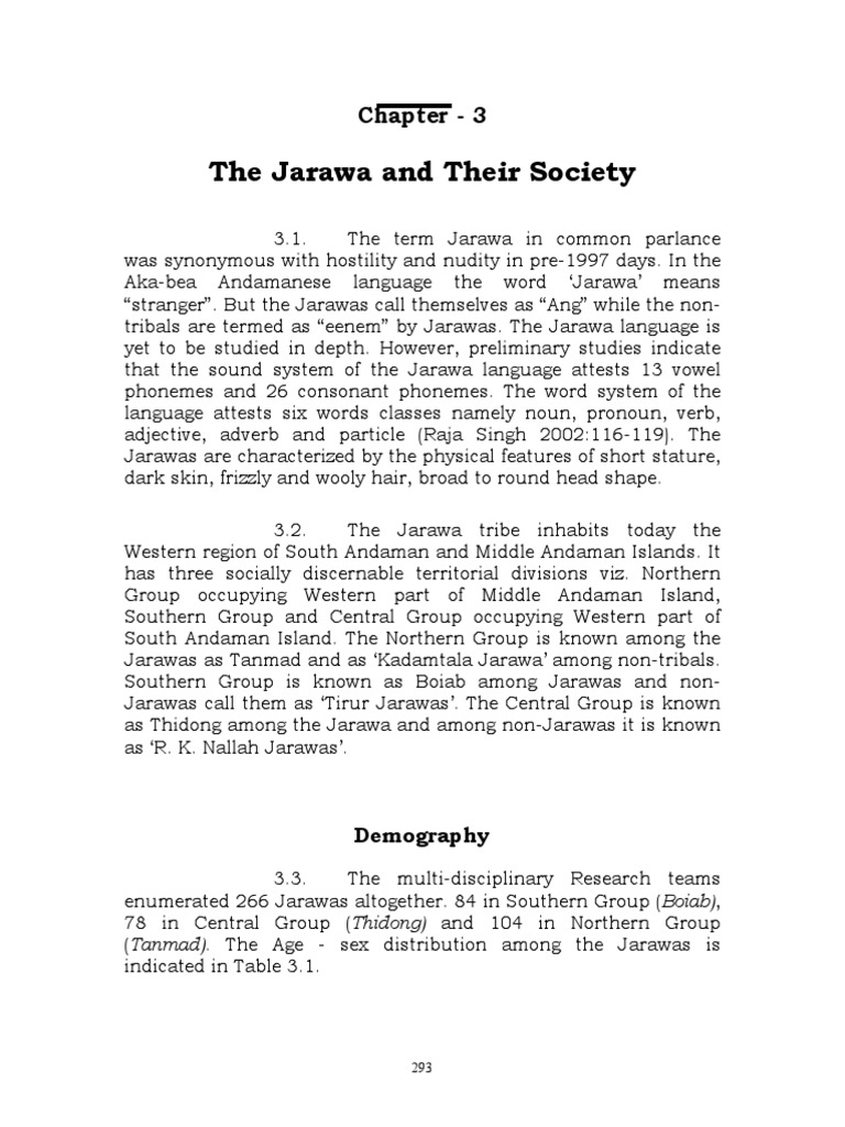 The Jarawa and Their Society: Chapter - 3 | PDF