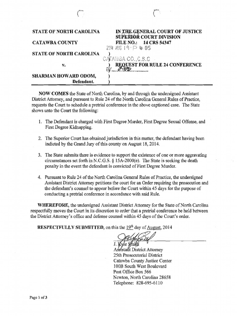 Motion For Death Penalty in State of North Carolina vs. Sharman Howard ...