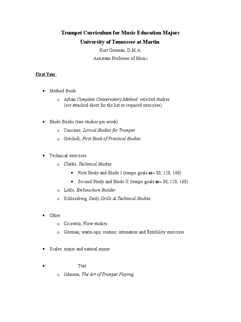 Trumpet Curriculum | PDF | Trumpet | Brass Instruments