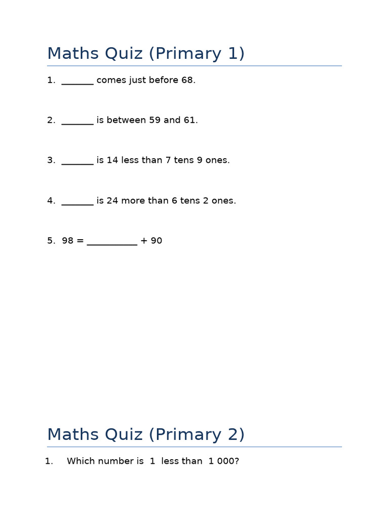 Samples of Maths Quiz | Download Free PDF | Elementary Geometry ...