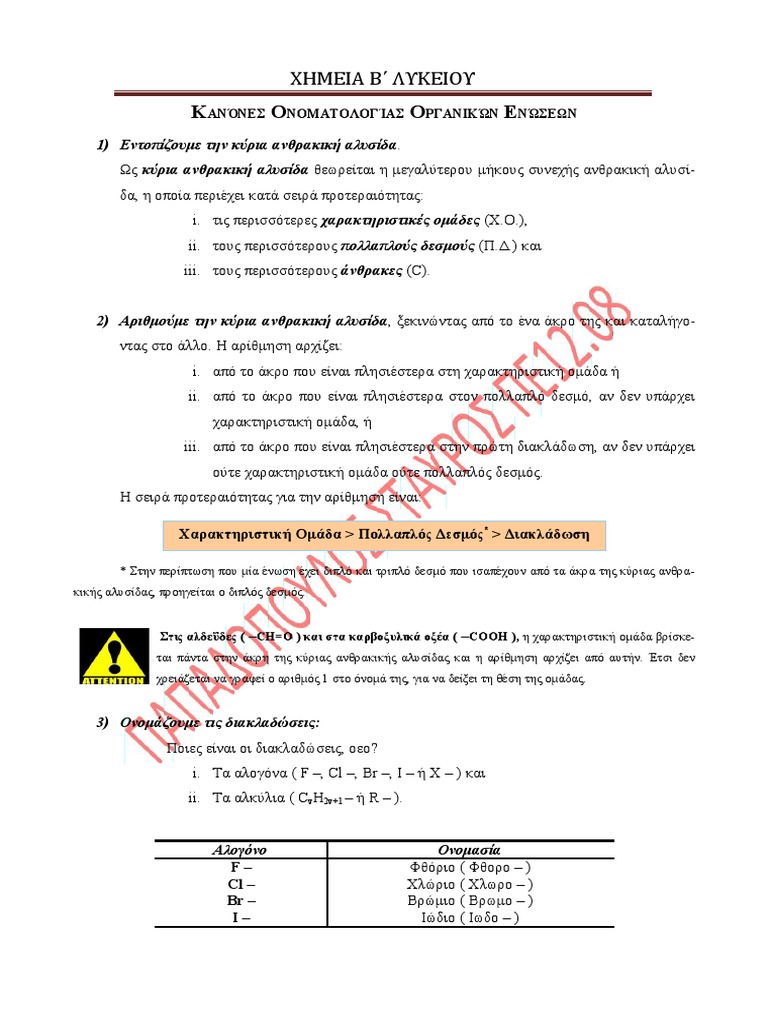 Ονοματολογια Β Λυκειου | PDF