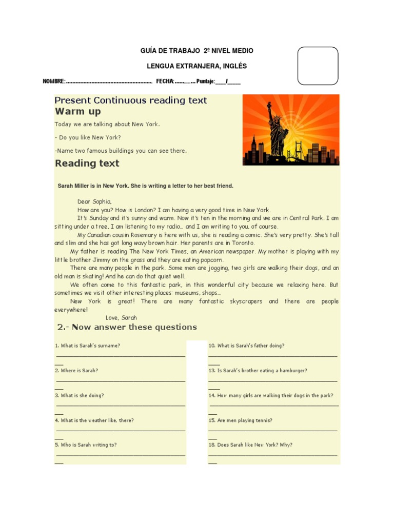 Guia Reading 2nm 1 Unidad | PDF | Language Arts & Discipline