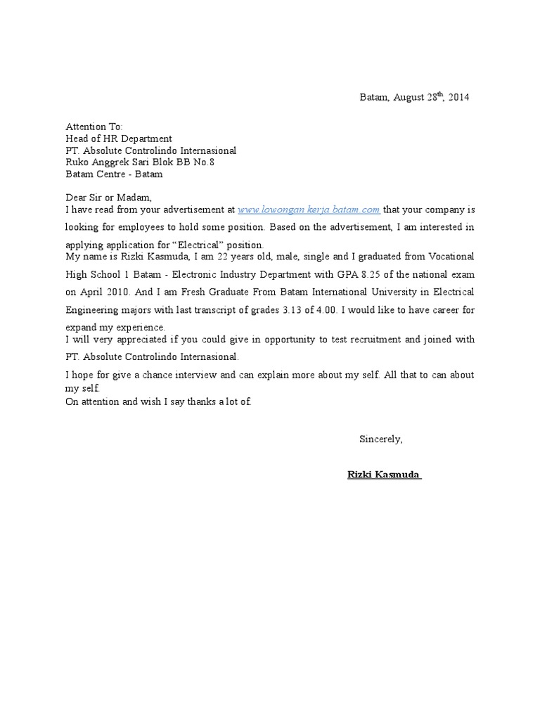 Electrical Engineer Job Application | PDF | Career & Growth | Business