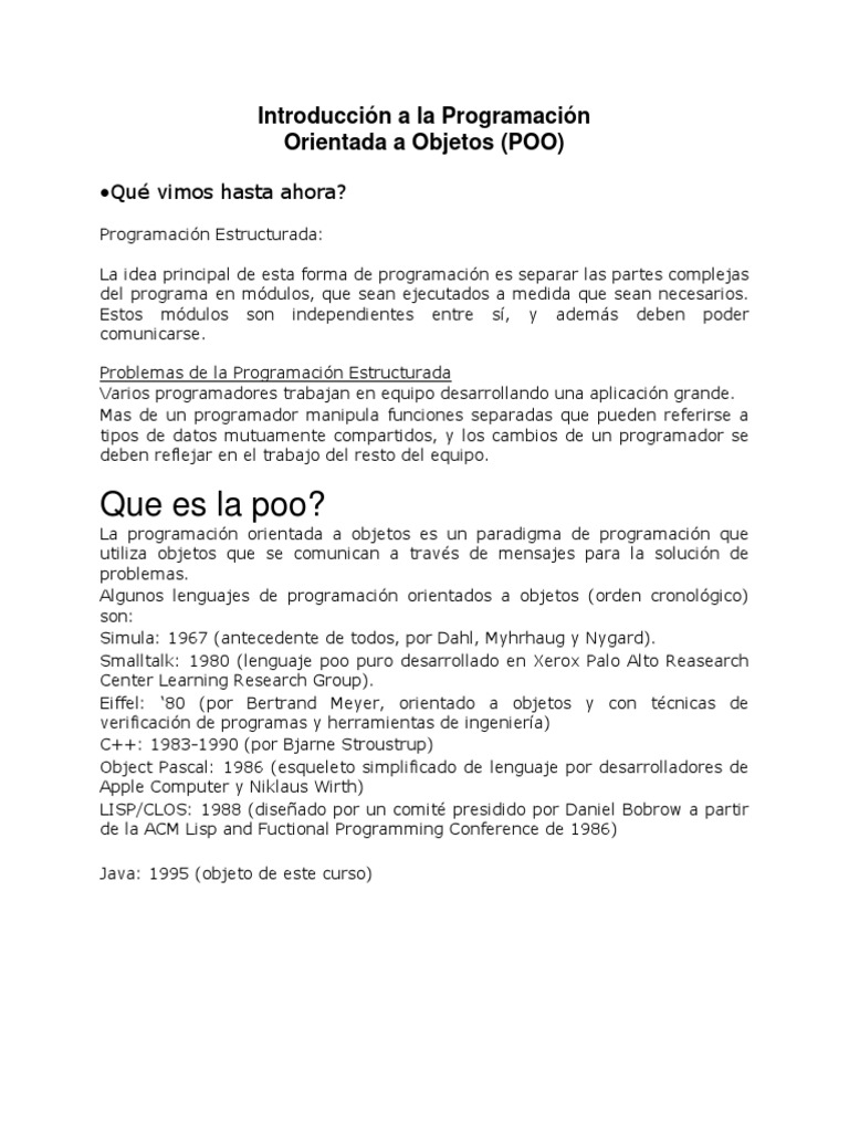 Que Es La Poo?: Introducción A La Programación Orientada A Objetos (POO ...