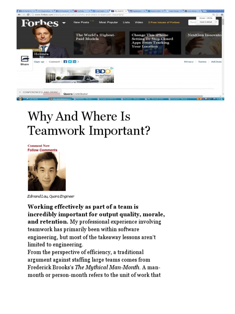 Why and Where Is Teamwork Important? | PDF | Reason | Business