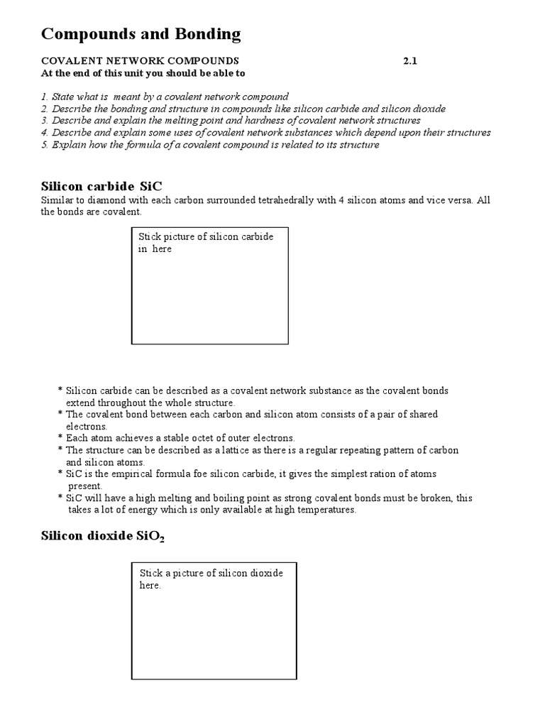 Understanding Covalent Network Compounds and Their Properties Through ...
