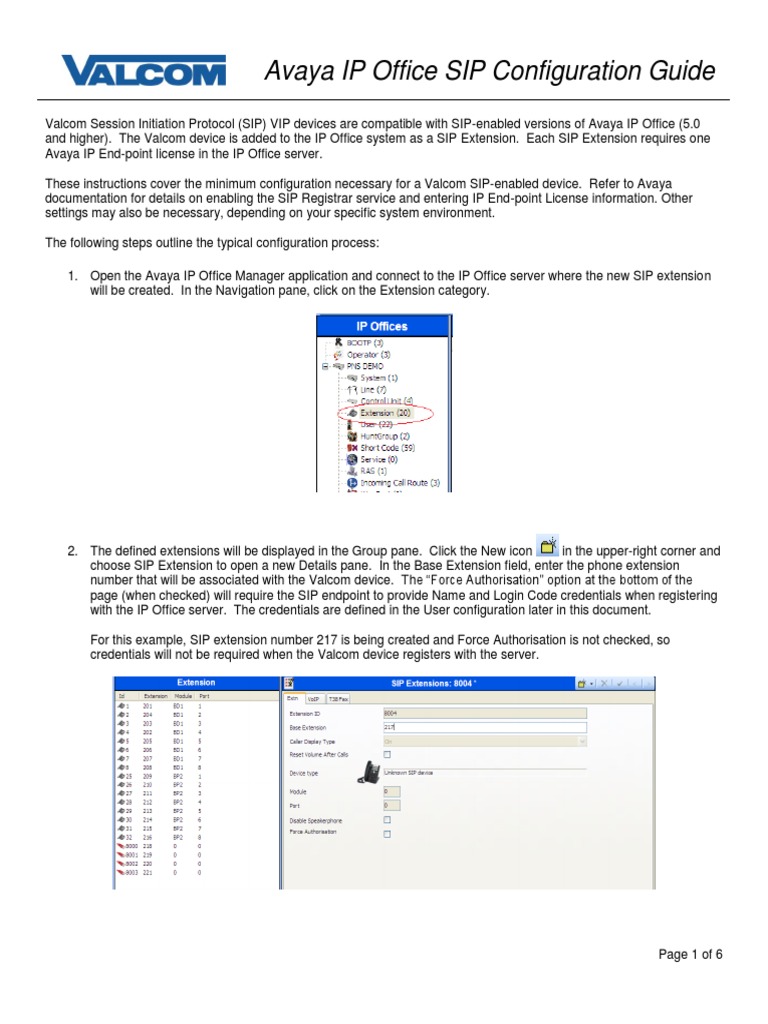 Avaya IP Office SIP Setup Guide | PDF | Session Initiation Protocol ...