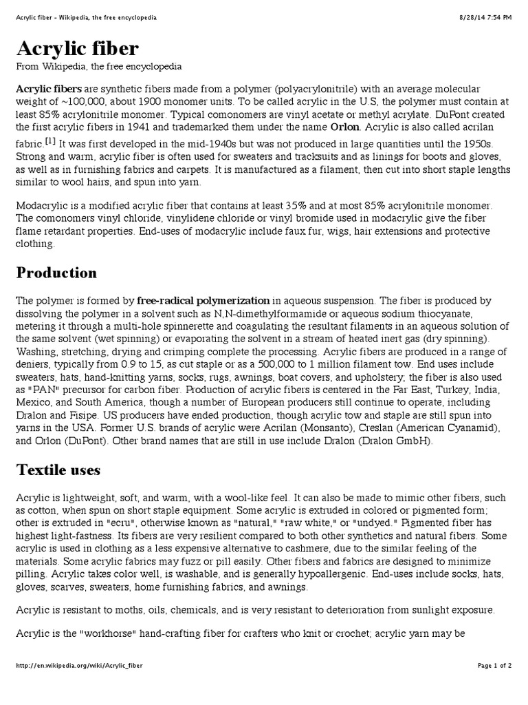 Acrylic Fiber | PDF | Textiles | Textile Arts