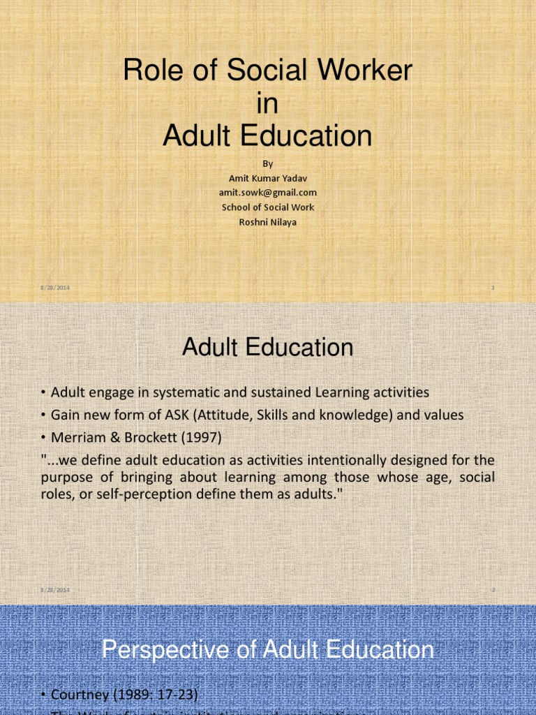 Adult Education Role of Social Worker | PDF | Adult Education | Social Work