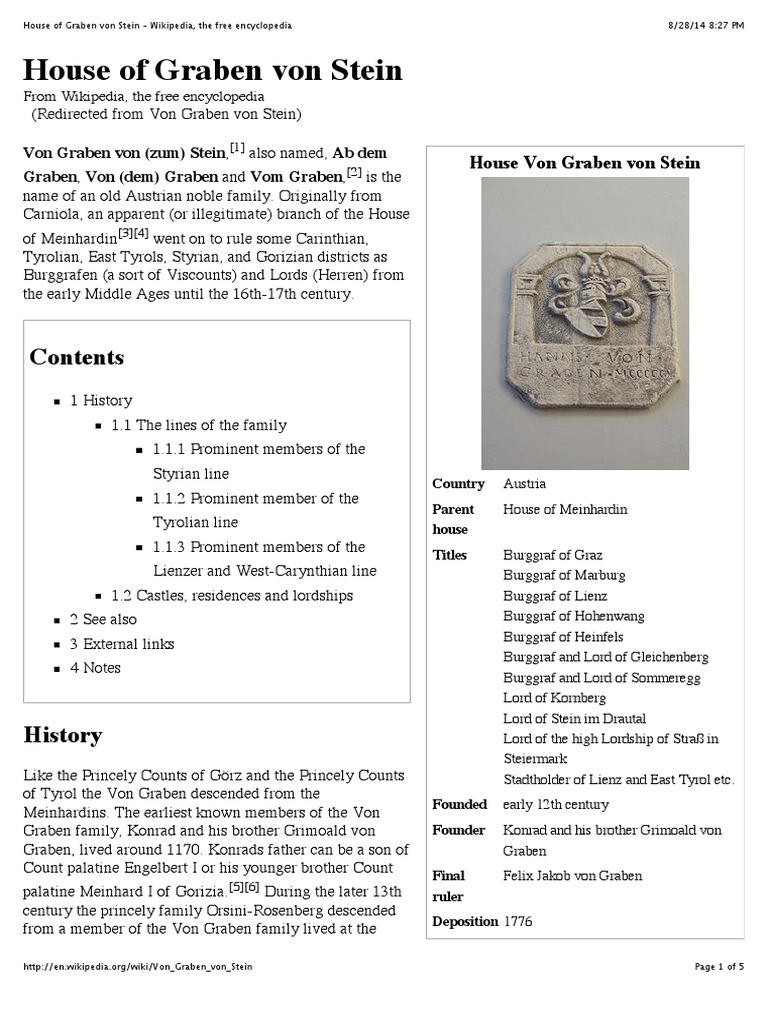 House of Graben Von Stein | PDF | Nobility | European Nobility