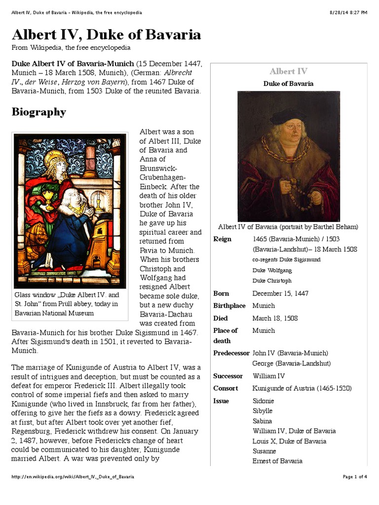 Albert IV, Duke of Bavaria | PDF | European Royalty | Noble Titles