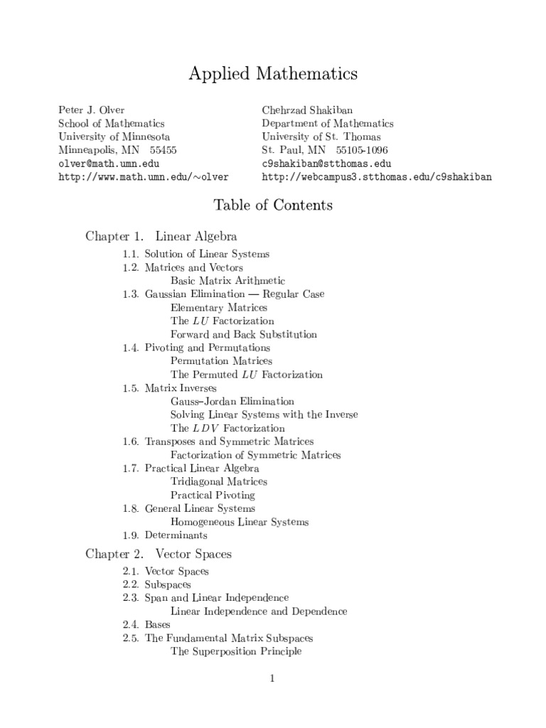 Applied Linear Algebra | PDF