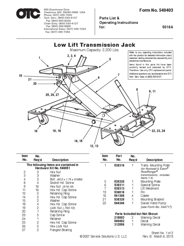 Manual OTC Jack Transmision | Nut (Hardware) | Screw