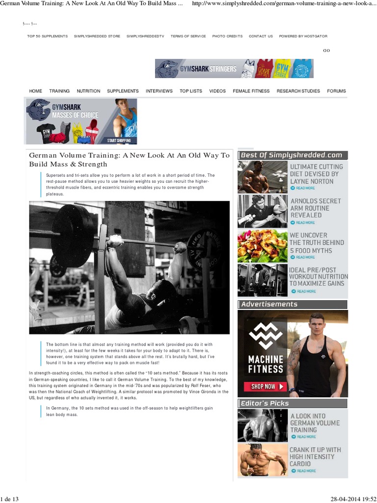German Volume Training - A New Look at An Old Way To Build Mass ...