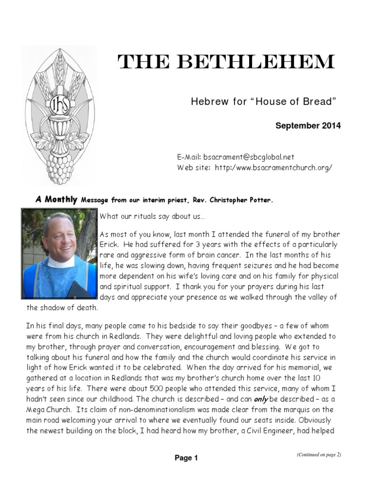 The Bethlehem: Hebrew For "House of Bread" | PDF | Liturgy | Baptism