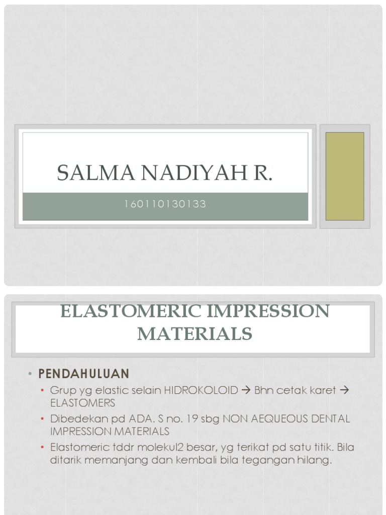 Bahan Cetak Elastomerik dalam Kedokteran Gigi | PDF | Sains & Matematika