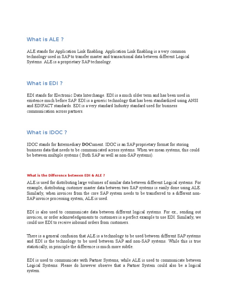 Ale Idoc Guide | PDF | Electronic Data Interchange | Ip Address