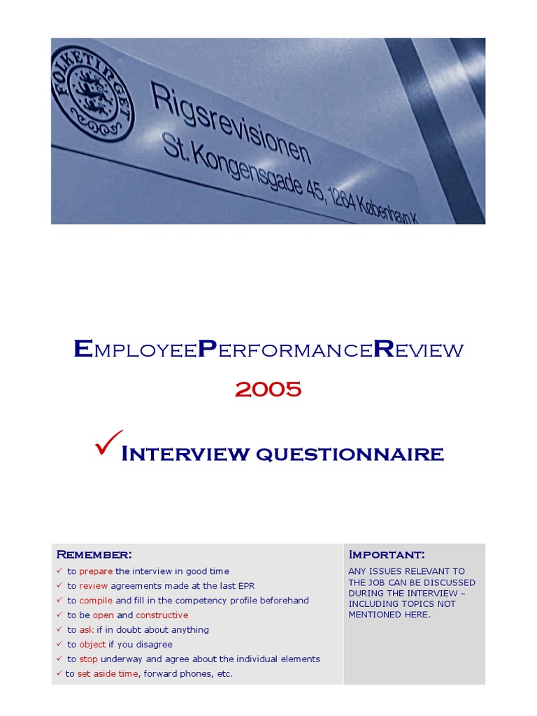 Employee Performance Review - Interview Questionnaire - Module 4 | PDF ...