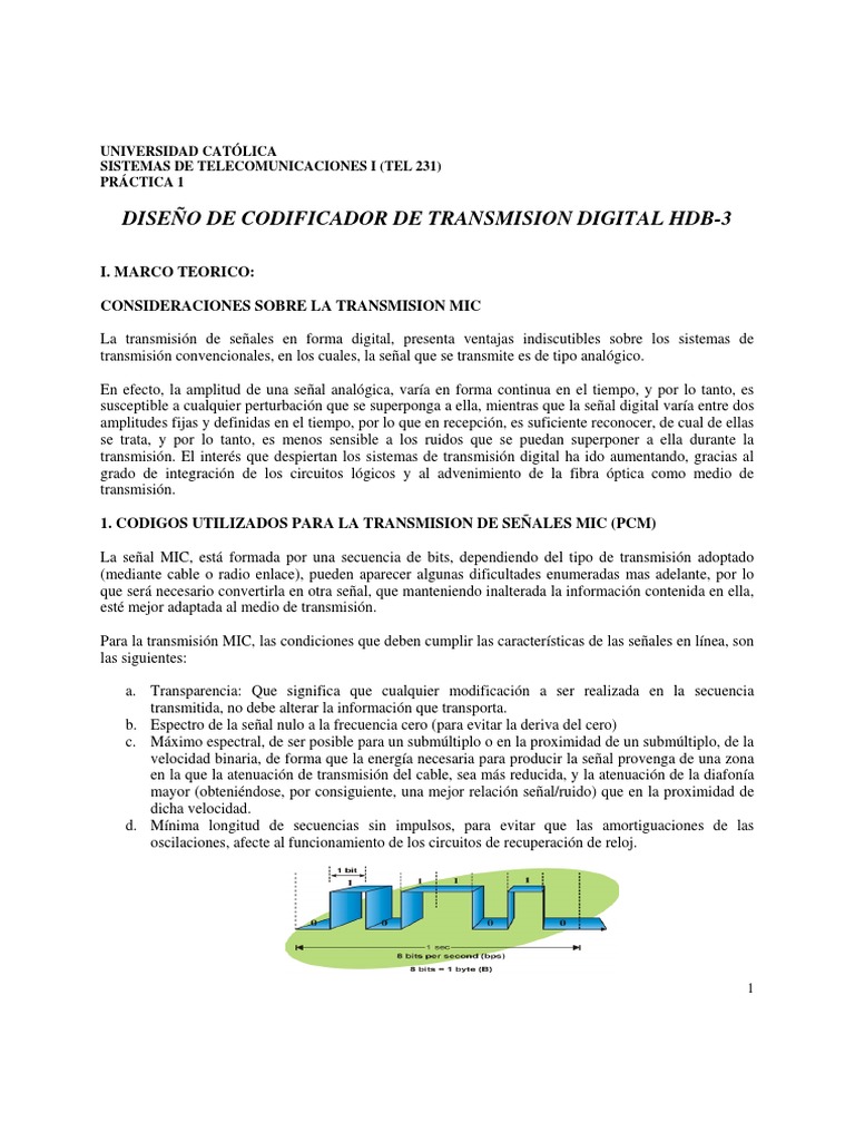 Practica 1 Hdb3 | PDF | Señal analoga | Densidad espectral