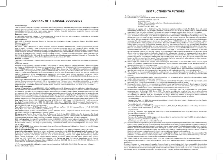 Journal of Financial Economics PDF | Download Free PDF | Word Processor ...