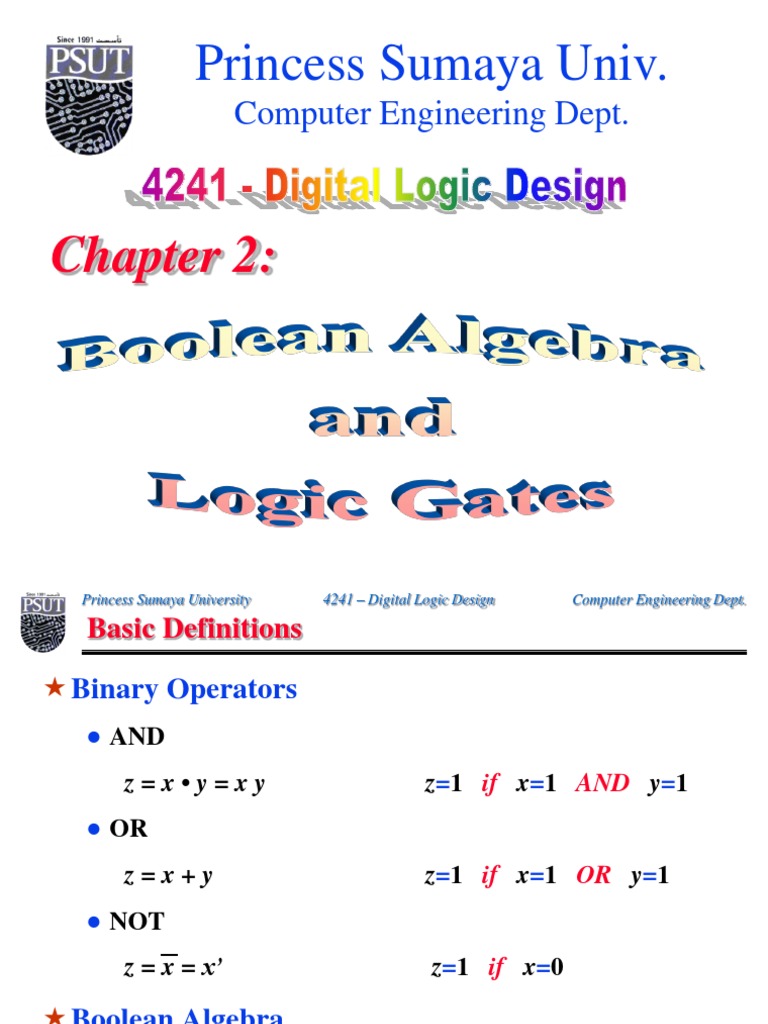 Chapter 2 Boolean Algebra & Logic Gates | PDF | Boolean Algebra ...