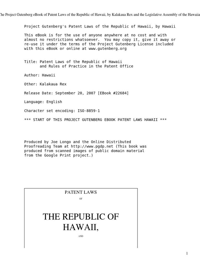 Hawaii Patent Laws and Practices Guide | PDF | Patent Application | Patent