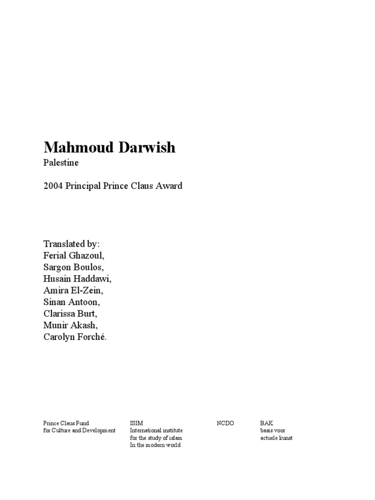 Mahmoud Darwish Poems | PDF | Nature