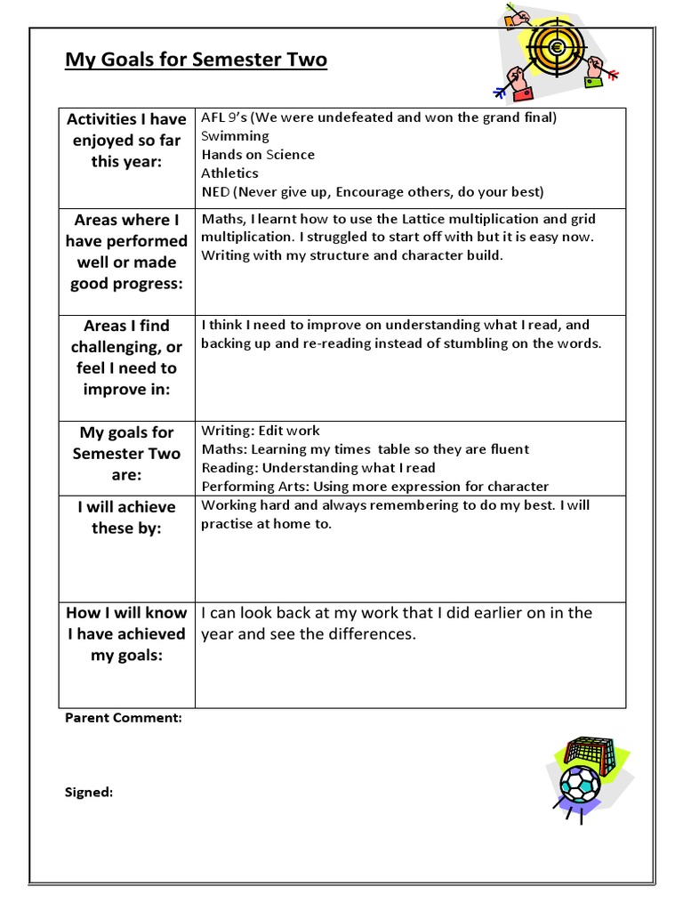 Semester Two Goals and Progress | PDF