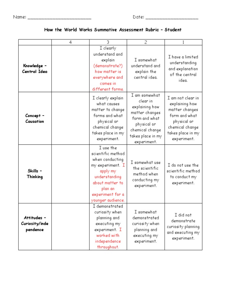 Student Science Assessment Rubric | PDF | Curiosity | Experiment