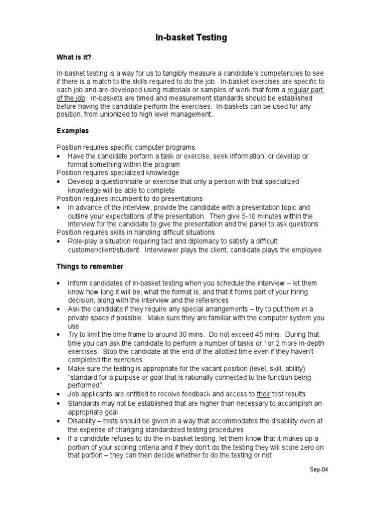 In-Basket Testing Overview and Tips | PDF | Career & Growth | Business