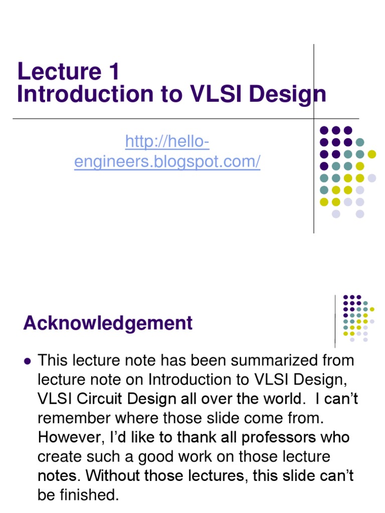 Lecture 1 Introduction To VLSI Design | PDF | Very Large Scale ...