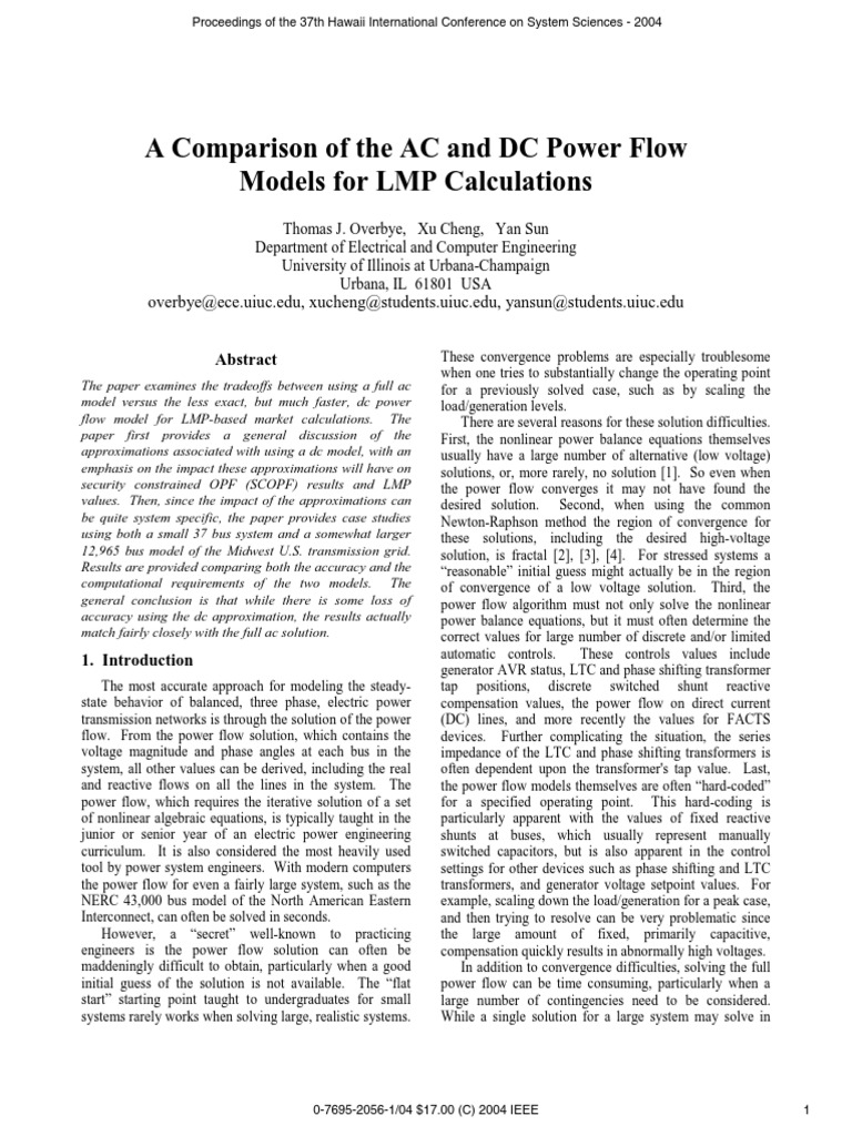 A Comparison of the AC and DC Power Flow Models for LMP Calculationsو ...