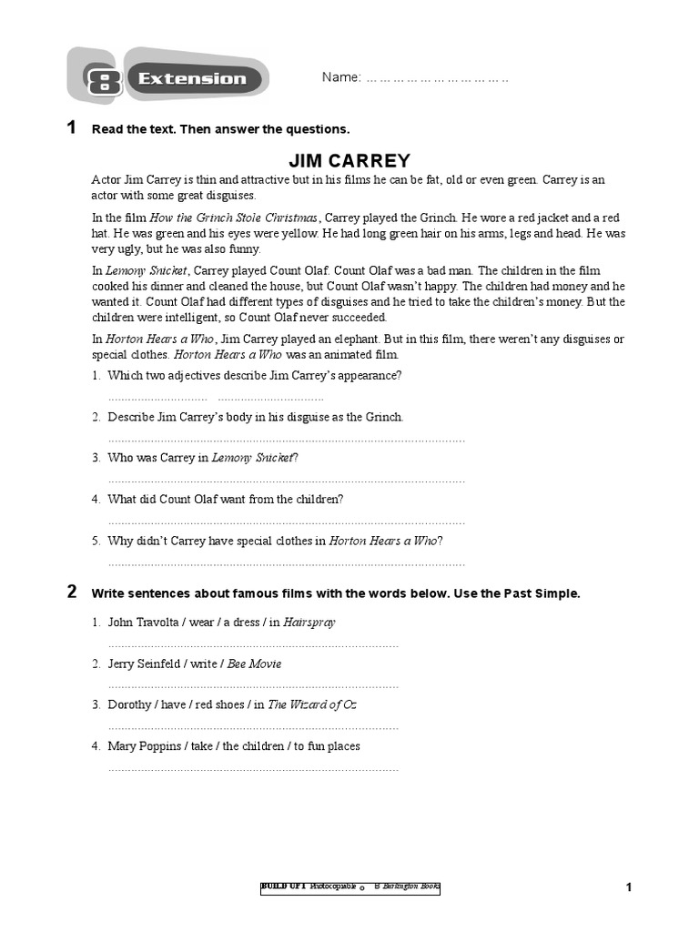 Unit 8 Reading Comprehension Grammar Writing | PDF