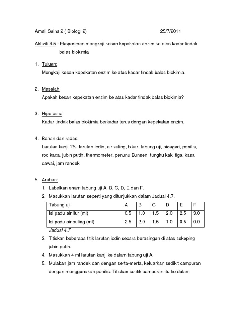 Amali Sains 2 (Bio 2) Ppismp Sem 1 | PDF