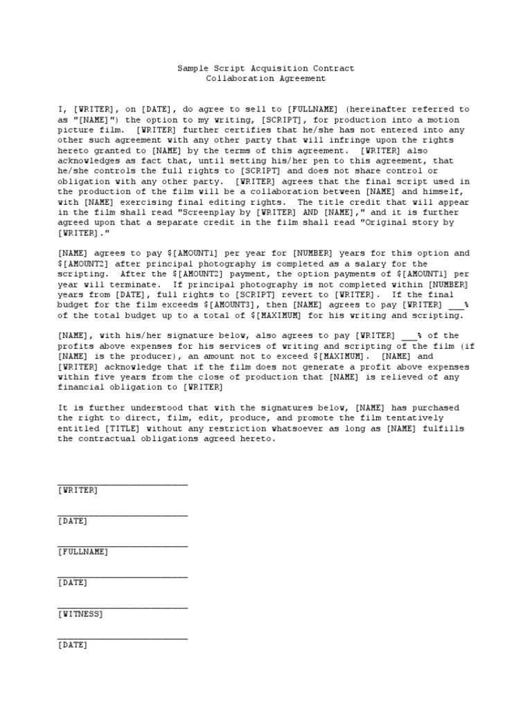 Script Agreement | Private Law | Government