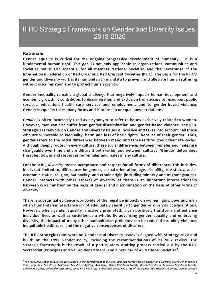 IFRC Strategic Framework On Gender and Diversity Issues | PDF ...